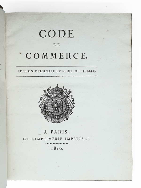 CODE Code de commerce. Édition originale et seule officielle. [Relié ...